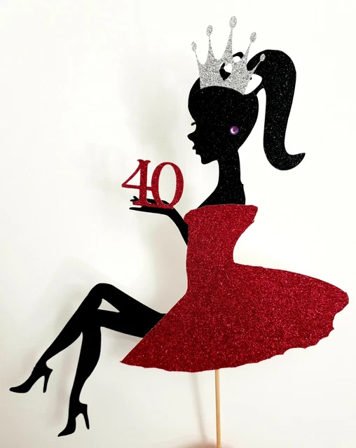 PERSONALISED GLITTER HAPPY Birthday Cake Topper Lady Silhouette EUR 8 ...