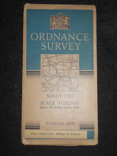 VINTAGE ORDNANCE SURVEY Map, Sheet 52/05- 1948 - Bedfordshire, Bedford ...