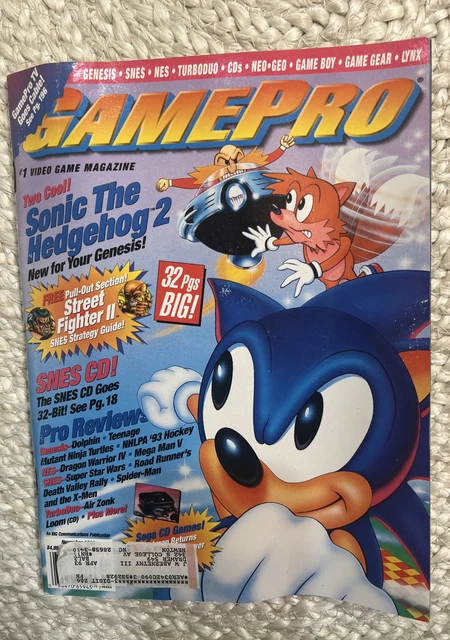 GAMEPRO VIDEO GAME Magazine Sonic Hedgehog 2 Nov. 1992 - With Poster $8 ...