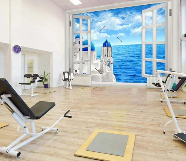 3D GYM WINDOWS Sea G12473 Wallpaper Wall Murals Removable Self-adhesive ...