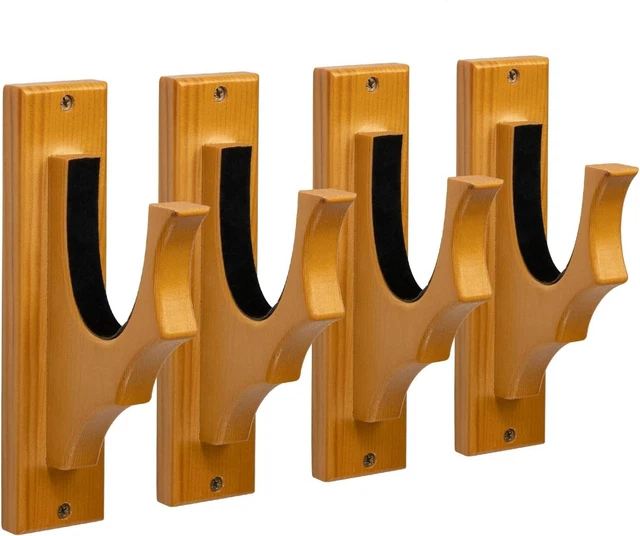 RIFLE GUN RACK Wall Mount Wooden Shotgun Hooks Holder Single Gun ...