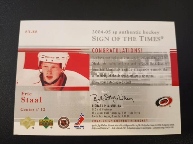 2004-05 SP AUTHENTIC Sign of the Times Autograph ERIC STAAL #ST-ES Auto ...