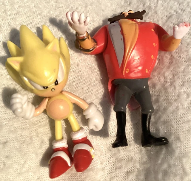 SEGA SONIC THE Hedgehog Yellow Super Sonic & Dr Eggman Robotnik Figures ...