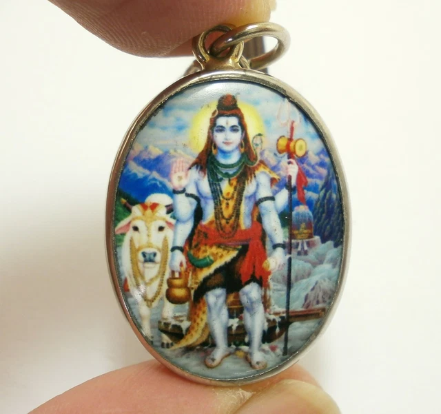 LORD SHIVA MAHADEV OM MAHADEVA GOD SIVA NANDI BLESS 1980s HINDU LOCKET ...