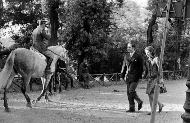 KING CONSTANTINE GREECE wife Queen Anne-Marie walk hand-in-han- 1968 ...