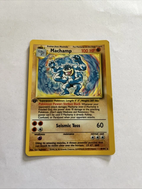 CARTE POKÉMON MACHAMP 8/102 Edition 1 Set De Base Wizards EN EUR 30,00 ...
