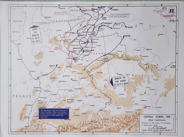 MODERN WEST POINT Map Napoleonic Wars Jena Campaign 1806 Berlin ...
