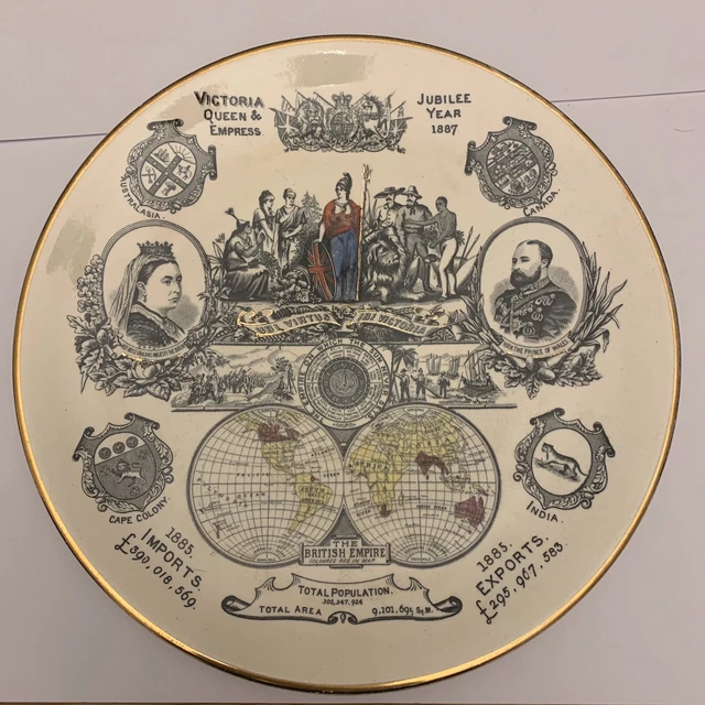 BRITISH EMPIRE PLATE Queen Victoria Empress 1887 Jubilee Round Rare ...