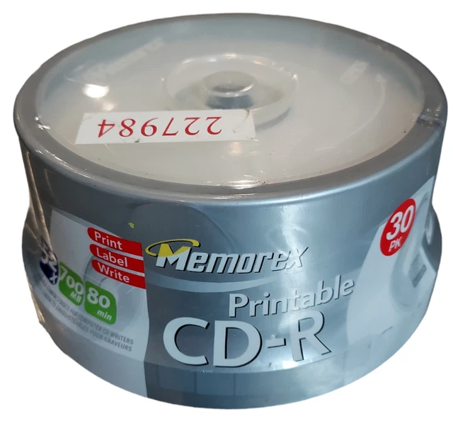 NEW MEMOREX SEALED PRINTABLE / RECORDABLE CD-R 30 Pack 52X 700MB 80 Min ...