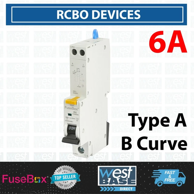 FUSEBOX RTA060630B RCBO Circuit Breaker SINGLE POLE 6 Amp 30mA B Curve Type A £19.49 - PicClick UK