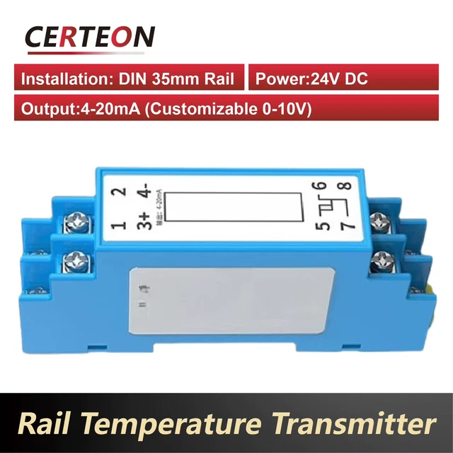 SBWZ-2280 DIN RAIL PT100 Temperature Transmitter Module -50°C+500°C 4 ...