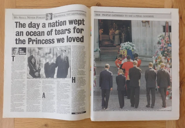 HISTORIC NEWSPAPER FUNERAL of Princess Diana Express on Sunday 7 Sept ...