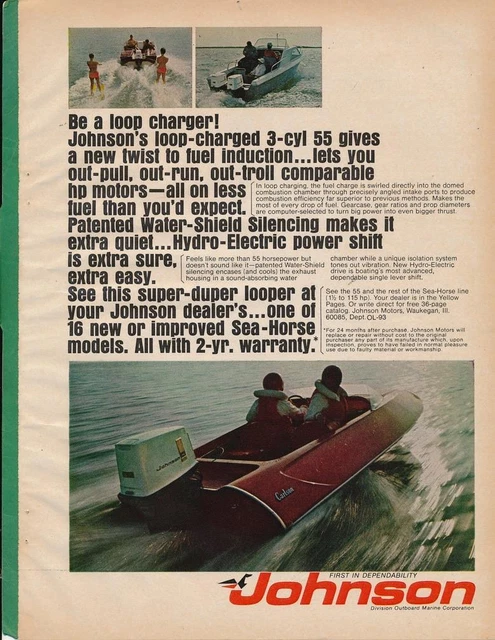 MAGAZINE AD - 1969 - Johnson Outboard Motors - Sea Horse 55 EUR 8,95 ...