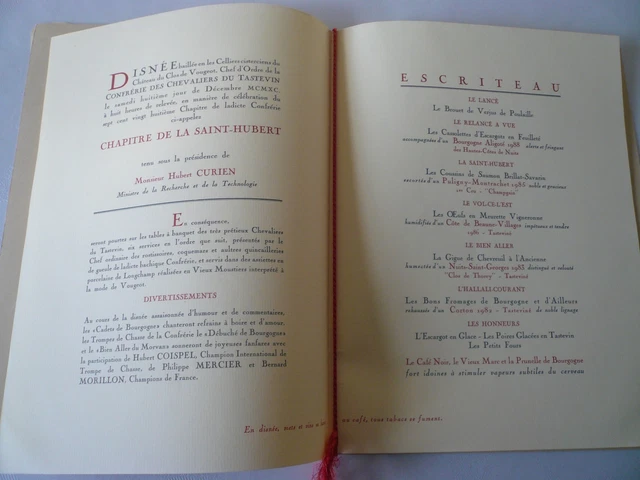 MENU DE LA confrérie des chevaliers du Tastevin Chapitre De La Saint ...