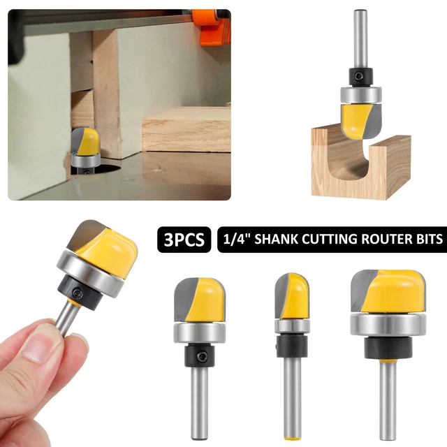 3PCS 1/4 INCH Shank Bowl and Tray Template Router Bit Set w/Ball ...