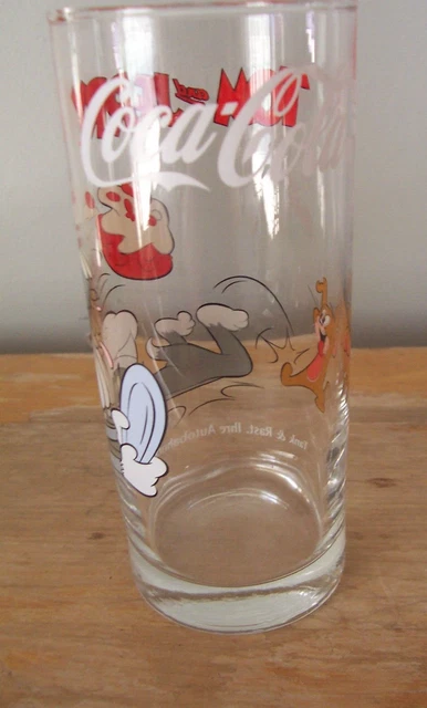 VINTAGE TOM AND Jerry 6" Coca Cola Glass From German Autobahn Tank ...