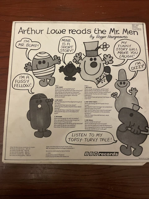 MR MEN ARTHUR Lowe reads Mr Bump/Funny/Small/Fussy/Topsy-Turvy/Dizzy ...