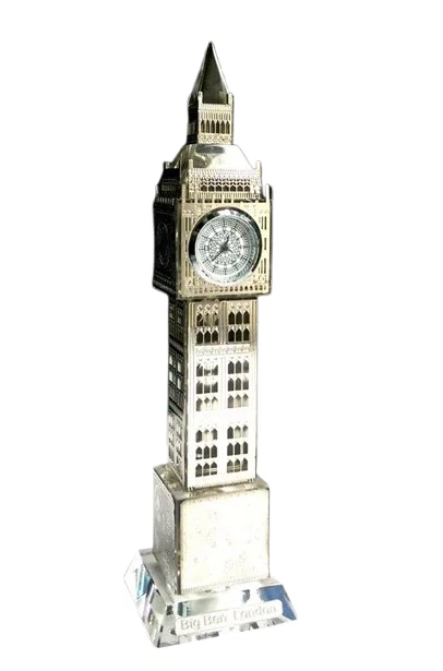 23 CM BIG Ben Crystal Glass Clock 3D Laser Multi Lights London Souvenir ...