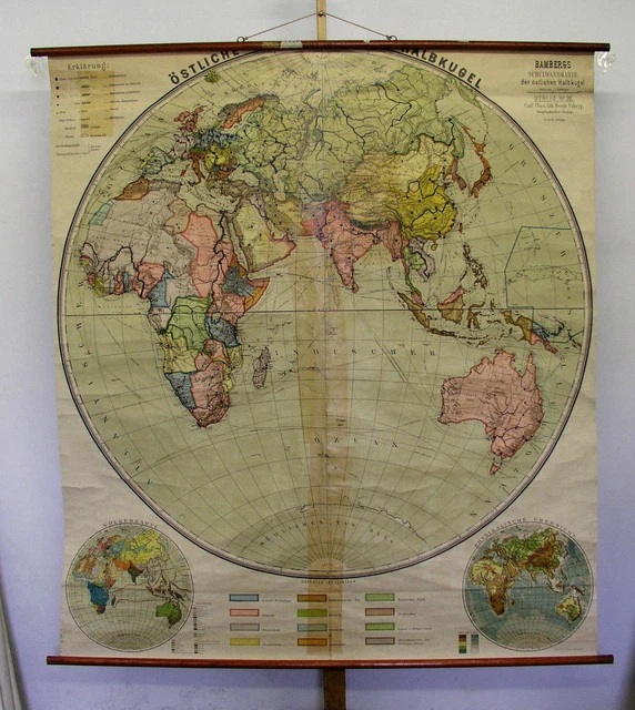 SCHOOL WALL MAP Eastern Hemisphere Half of the Earth Planiglobe ...