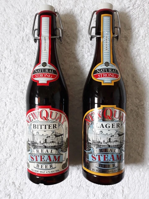 PAIR OF VINTAGE 1980s Newquay Steam (bitter & lager) unopened bottles £ ...