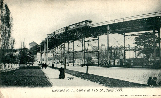 ELEVATED RAILROAD CURVE at 110th Street, New York, New York NY Postcard ...