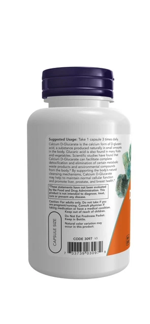NOW FOODS CALCIUM D-Glucarate 500 mg 90 Veg Capsules, Detox Support ...
