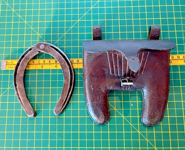 WW1 CAVALRY ADJUSTABLE Horseshoe & Nails In Leather Saddle Pouch. £200. ...