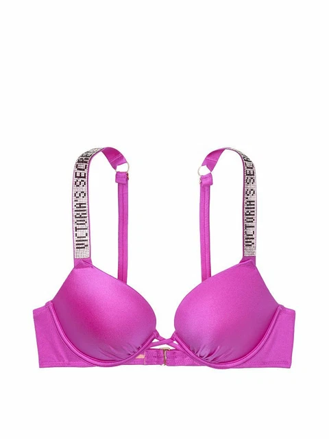 VICTORIA'S SECRET SHINE Strap Swim Brazilian Bombshell Add-2-cups Push ...