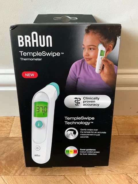 BRAUN FOREHEAD THERMOMETER TempleSwipe Colour Coded Temperature Display ...