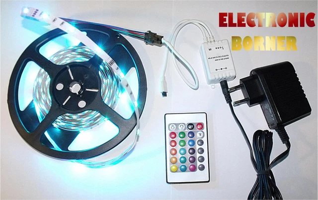 5 METRO RGB Banda 150 Rendimiento Leds Set Completo Control Remoto ...
