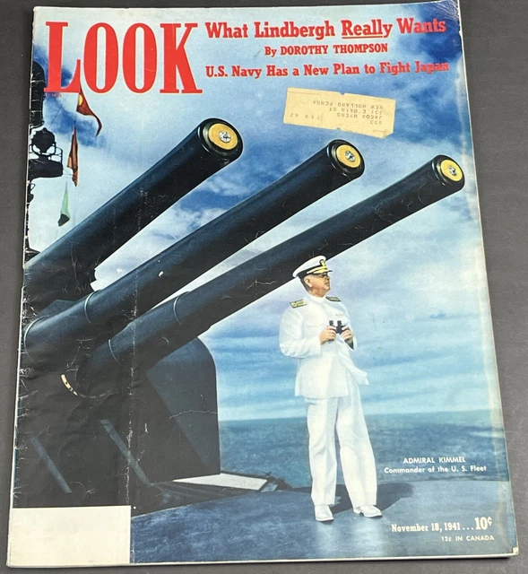 LOOK MAGAZINE 1941 Charles Lindberg Nazi Admiral Kimmel Salvador Dali ...
