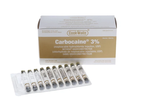 SEPTODONT 99172 COOK-WAITE Carbocaine Plain 3% Mepivacaine 50/Pk 1.7 mL ...
