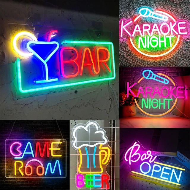 LED CUSTOM NEON Signs Neon Bar Sign Night Light Wall Mount Lights Room ...
