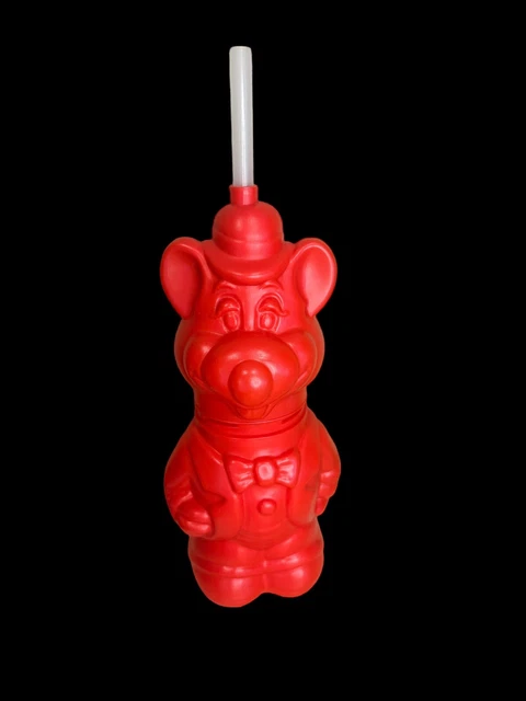 SHOWBIZ PIZZA TIME Chuck E Cheese 1994 Red Plastic Contour Straw Cup ...