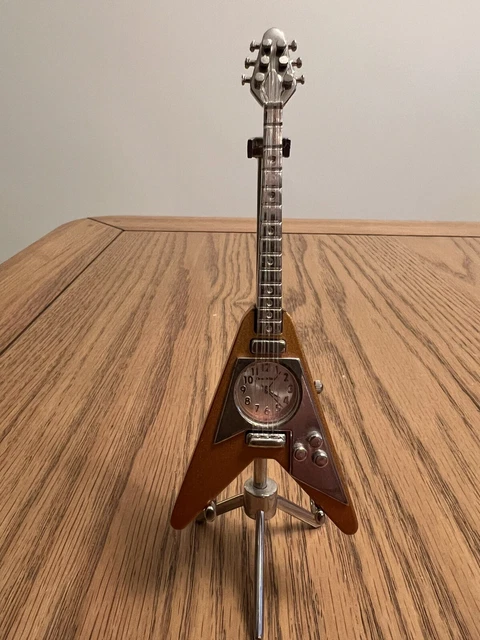 RARE FLYING V Miniature Guitar Clock With Stand £15.00 - PicClick UK