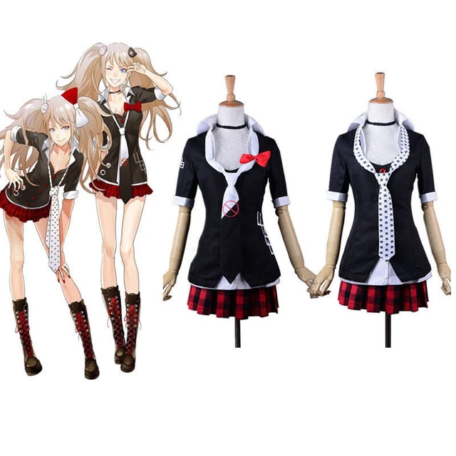 DANGANRONPA JUNKO ENOSHIMA Cosplay Costume Outfit Suit Shirt Tie Plaid ...