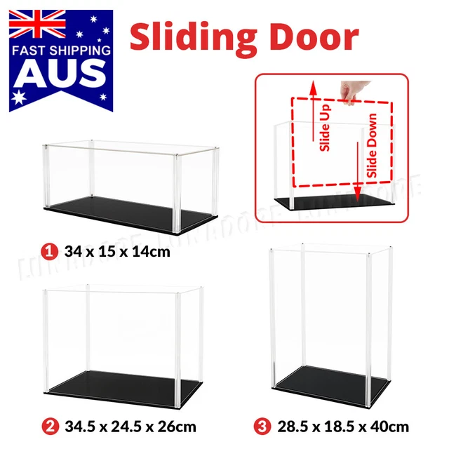 SLIDING DOOR ACRYLIC Display Case Clear Box Dustproof Large Glove ...