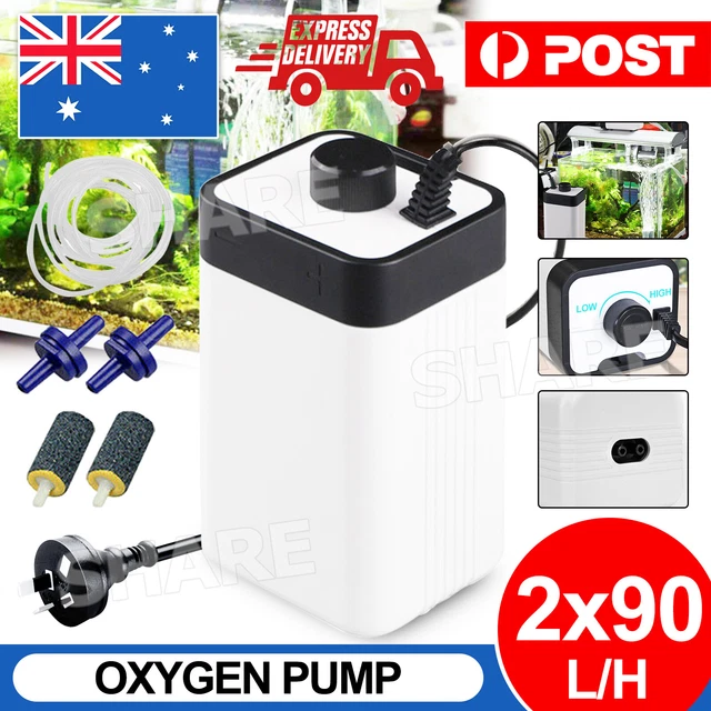 AQUA AQUARIUM AIR Pump Fountain Pond Aerator Fish Tank 2Outlet Oxygen ...