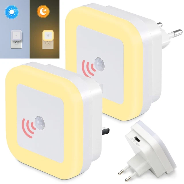 PLUG-IN LED NIGHT Lights PIR Dusk to Dawn Motion Sensor Hallway Kid ...