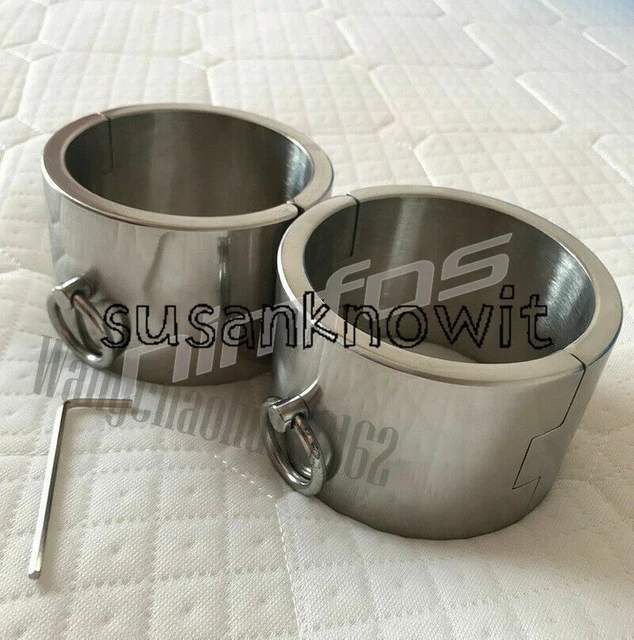 STAINLESS STEEL HEAVY 6CM High Restraints Ankle-Leg Cuffs Anklets ...