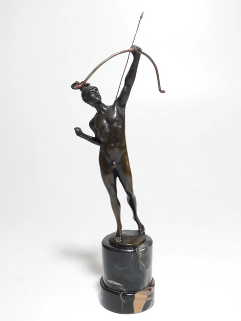 IFFLAND BRONZE FIGUR Skulptur Antike - Bogenschütze auf Marmorsockel ...