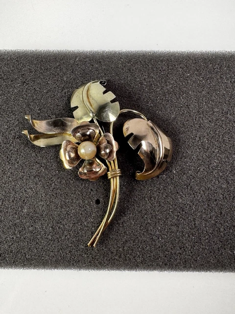 VINTAGE 1940S TO Early 1950s Harry Iskin Flower Brooch Signed Marked 1/ ...