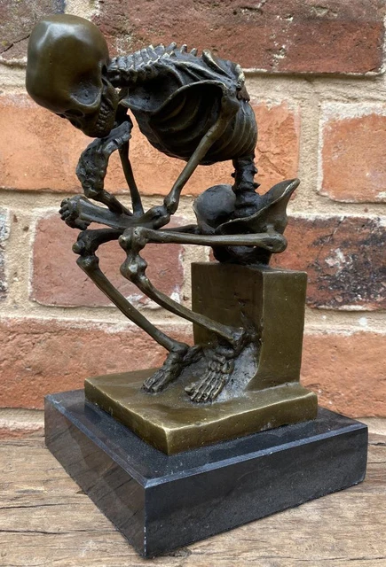 MODERN ART BRONZE Sculpture 'The Skeleton Thinker' after Rodin - Height ...
