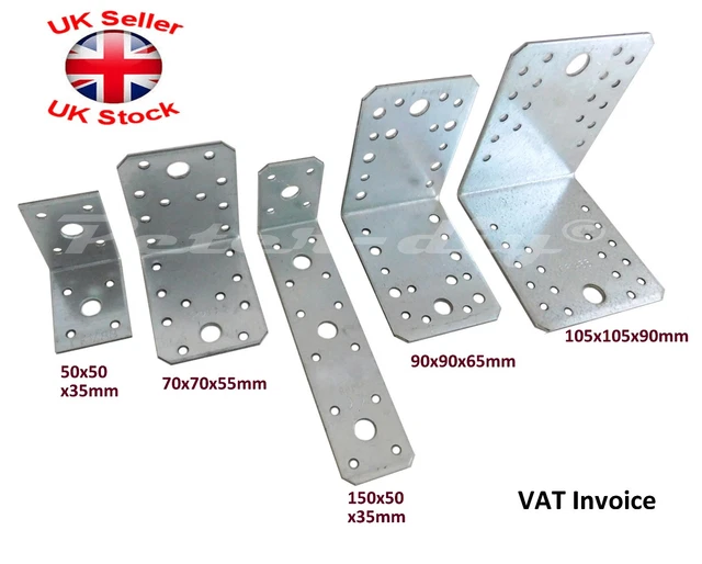 ANGLE BRACKET 2.5MM Thick HEAVY DUTY Corner Reinforced Galvanised Zinc ...