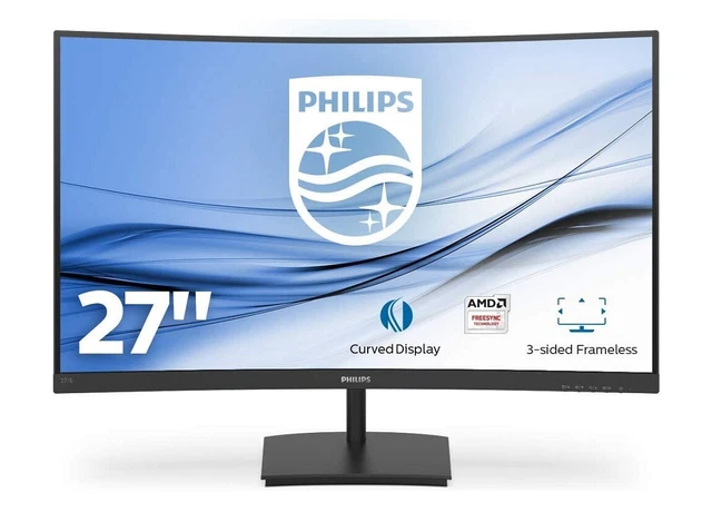 PHILIPS 271E1SCA 27 Inch Full HD Curved PC Gaming Monitor AMD FreeSync ...
