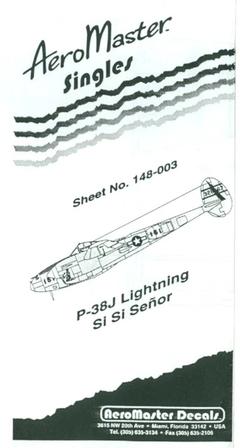 AEROMASTER DECALS 1/48 P-38J Lightning "Si Si Señor" EUR 7,00 - PicClick FR