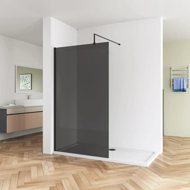 WALK IN WET Room Shower Screen Panel Grey Enclosure 2000x700 & Tray ...