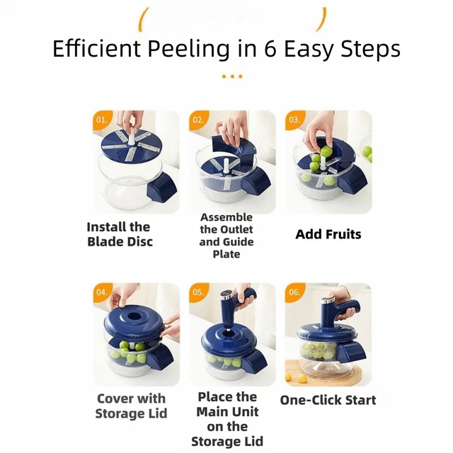 -TOUCH ELECTRIC FRUIT & Vegetable Peeler 2-in-1 Pulp Maker and Egg ...