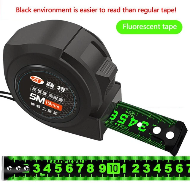 SELF LOCKING FLUORESCENT Steel Tape Measure 5M High Precision Thickened ...