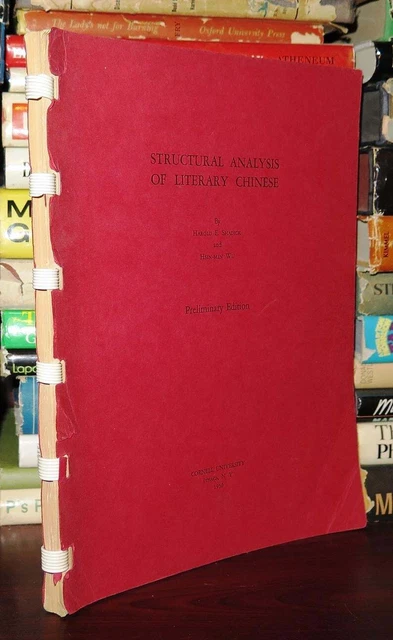 HAROLD E.SHADICK ; Wu, Hsin-Min Structural Analysis De Literary Chinois ...